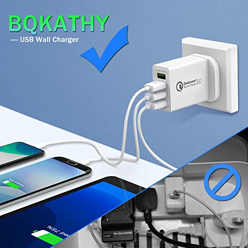 USB Charger 40W QC3.0 USB Wall Charger, 5V/3.1A 4-Port Charging Block Fast USB Wall Plug for iPhone 12 Pro Max/Mini/11/XS Max/XR/X/8/7/6, iPad, Samsung S8/S9, Note8/9, LG, HTC, Moto, Switch and More