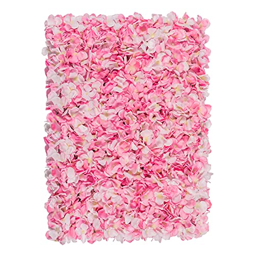 Flower Wall Panel Set, U'Artliens Artificial Wall Flower Backdrop 24x16 Inch 3D Silk Hydrangea Rose Floral Panel for Photo Background Home Party Wedding Backdrop Decoration (2pcs, Pink)