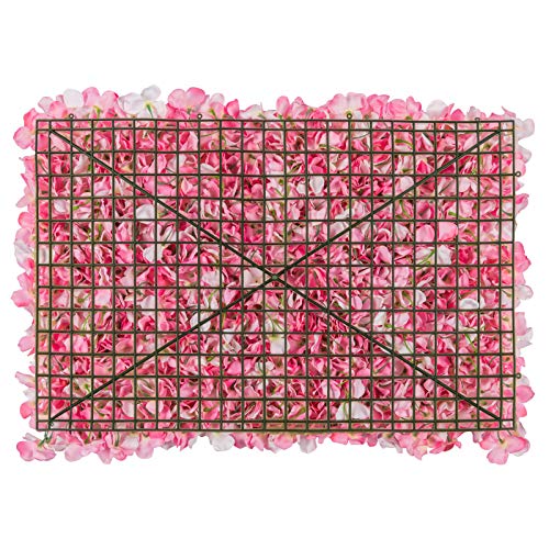 Flower Wall Panel Set, U'Artliens Artificial Wall Flower Backdrop 24x16 Inch 3D Silk Hydrangea Rose Floral Panel for Photo Background Home Party Wedding Backdrop Decoration (2pcs, Pink)