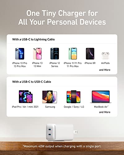 Anker USB C Charger 40W, 521 Charger (Nano Pro), PIQ 3.0 Durable Compact Fast Charger (Not Foldable) for iPhone 14/14 Plus/14 Pro/14 Pro Max/13, Galaxy, Pixel 4/3, iPad/iPad Mini (Cable Not Included)
