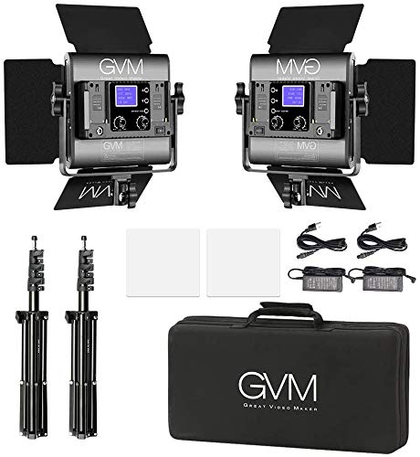 GVM RGB Led Video Light, 2PCS Video Lighting Kit with APP Control, 40W Photography Lighting Led Panel Light with 8 Kinds of The Scene Lights for Studio YouTube, 3200K-5600K, CRI 97+