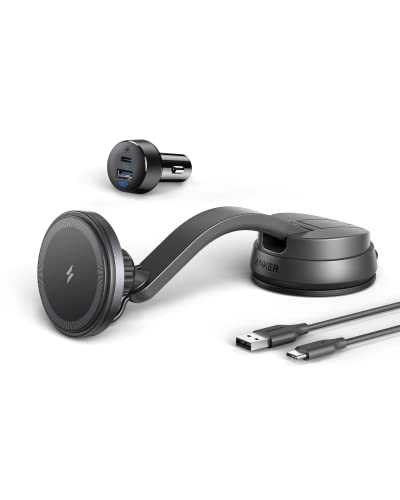 Anker Magnetic Wireless Charger (MagGo), 613 Car Charging Mount with 2-Port USB Car Charger, 5 ft USB-C to USB-A Cable, Strong Magnetic Alignment only for iPhone 4/14 Pro/14 Pro Max/13/13 Pro Max