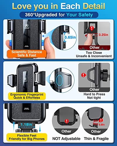 VANMASS 2022 Newest Car Phone Holder Mount [Upgraded Super Suction] Dashboard Phone Holder, Cell Phone Holder Car Dash Windshield Air Vent Stand for iPhone 14 13 12 Pro Max Samsung, Matt Black