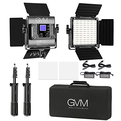 GVM RGB Led Video Light, 2PCS Video Lighting Kit with APP Control, 40W Photography Lighting Led Panel Light with 8 Kinds of The Scene Lights for Studio YouTube, 3200K-5600K, CRI 97+
