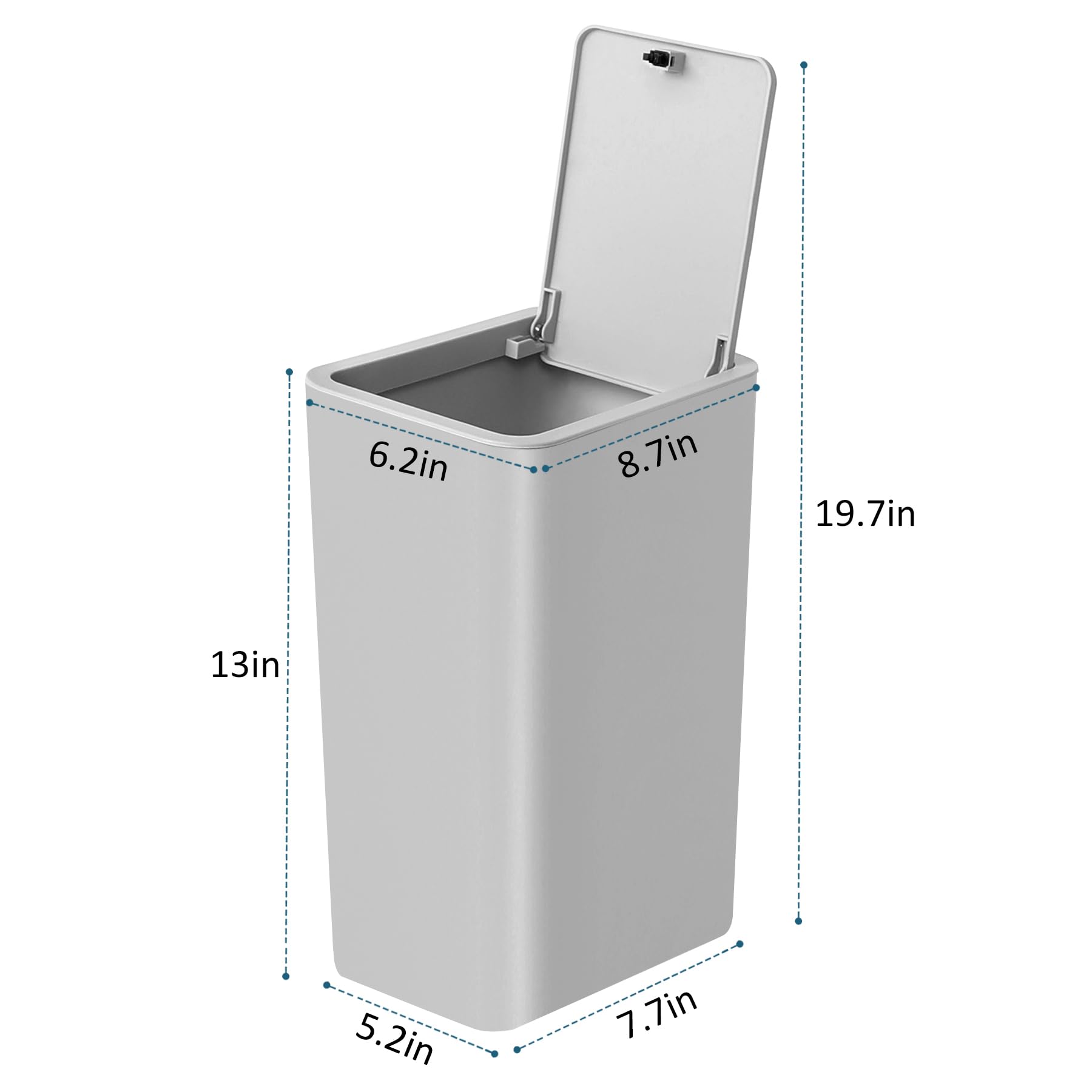 TIPGO Bathroom Trash Can with Lid, 10 Liter/ 2.6 Gallon Slim Garbage Can, Small Trash Bin Waste Basket with Pop-Up Lid for Kitchen, Bedroom, Living Room, Office (2 Pack, Grey)