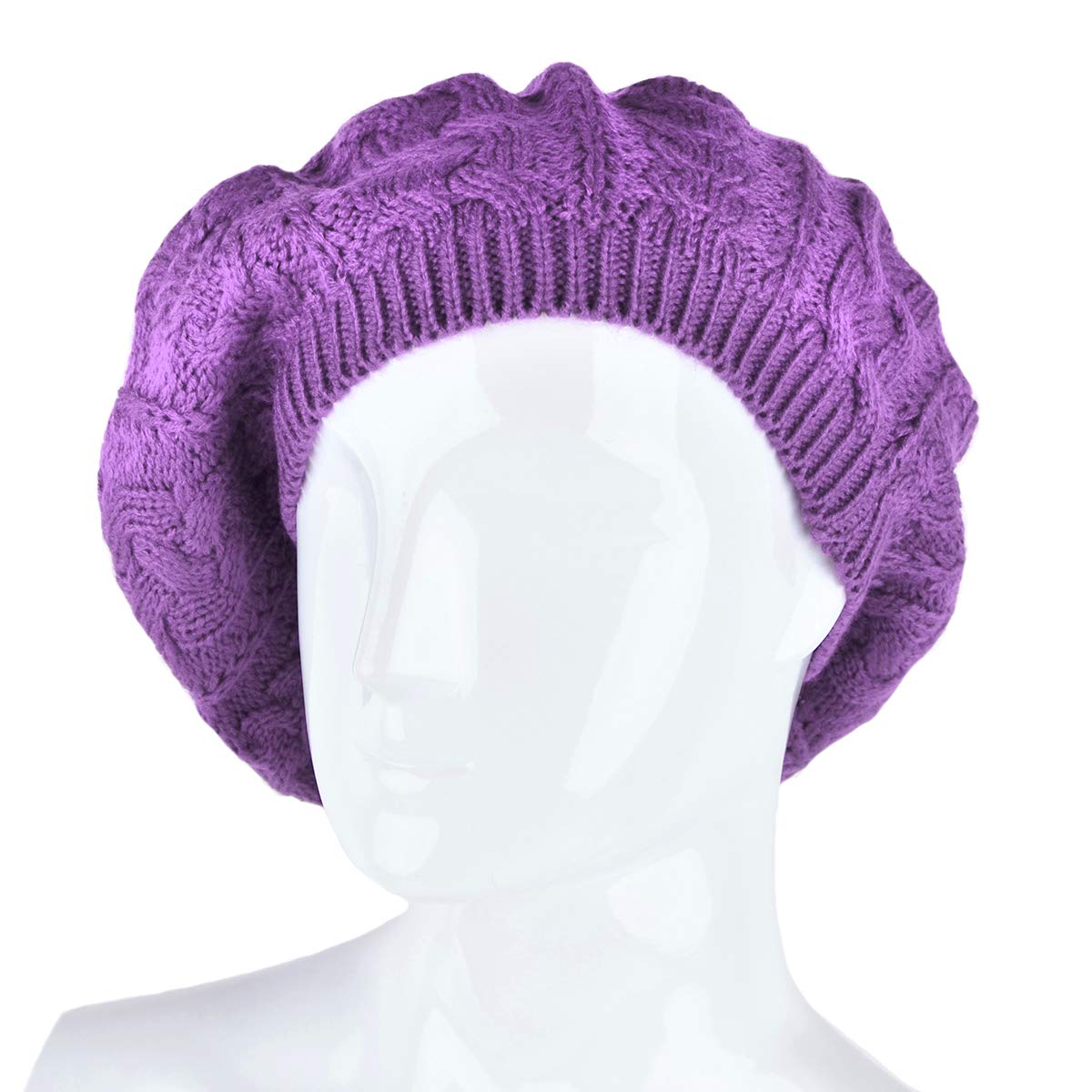 Nollia Soft Knit Solid Color Beanie, Chic, and Lightweight Crochet Knitted Style Beanie Hat for Women, One Size Slouchy Hat Lavender