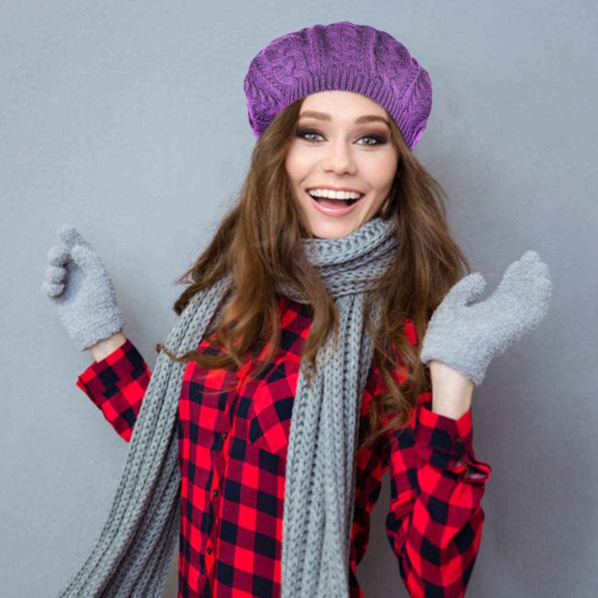 Nollia Soft Knit Solid Color Beanie, Chic, and Lightweight Crochet Knitted Style Beanie Hat for Women, One Size Slouchy Hat Lavender