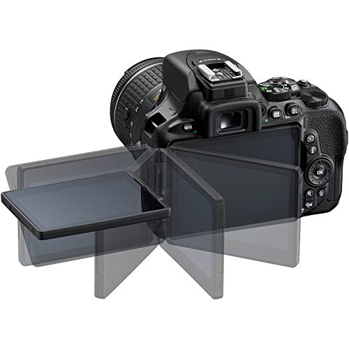 Nikon D5600 Wi-Fi Digital SLR Camera with 18-55mm VR & 70-300mm DX AF-P Lenses with 32GB Card + Backpack + Flash + Tripod + Kit (Renewed)