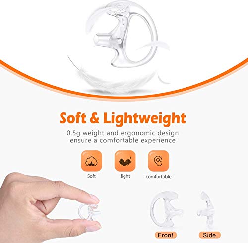 Zeadio Radio Replacement Earmold Earpiece, Soft Silicone Earmould Earbud Earplug for Walkie Talkie Acoustic Earpiece Headset, Two-Way Radio Coil Tube Audio Kits - Clear [8-Pair]