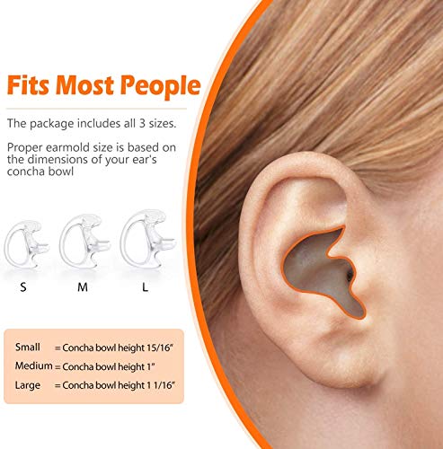 Zeadio Radio Replacement Earmold Earpiece, Soft Silicone Earmould Earbud Earplug for Walkie Talkie Acoustic Earpiece Headset, Two-Way Radio Coil Tube Audio Kits - Clear [8-Pair]