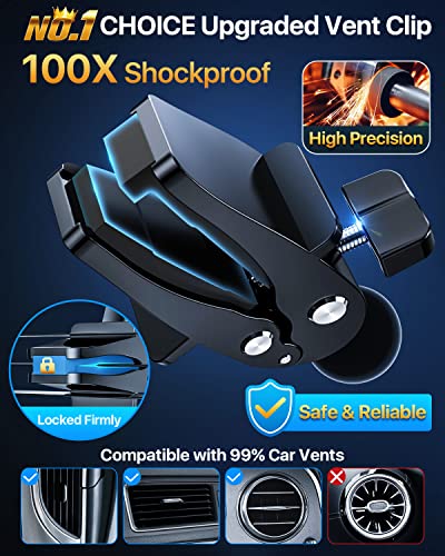 YRU [Upgrade 80LBS Strong Suction] Car Phone Holder Mount,[Bumpy Road Stable] Dashboard Cell Phone Holder for Car Air Vent Windshield Phone Stand for iPhone 14 13 12 Pro Max Samsung & Pickup Truck