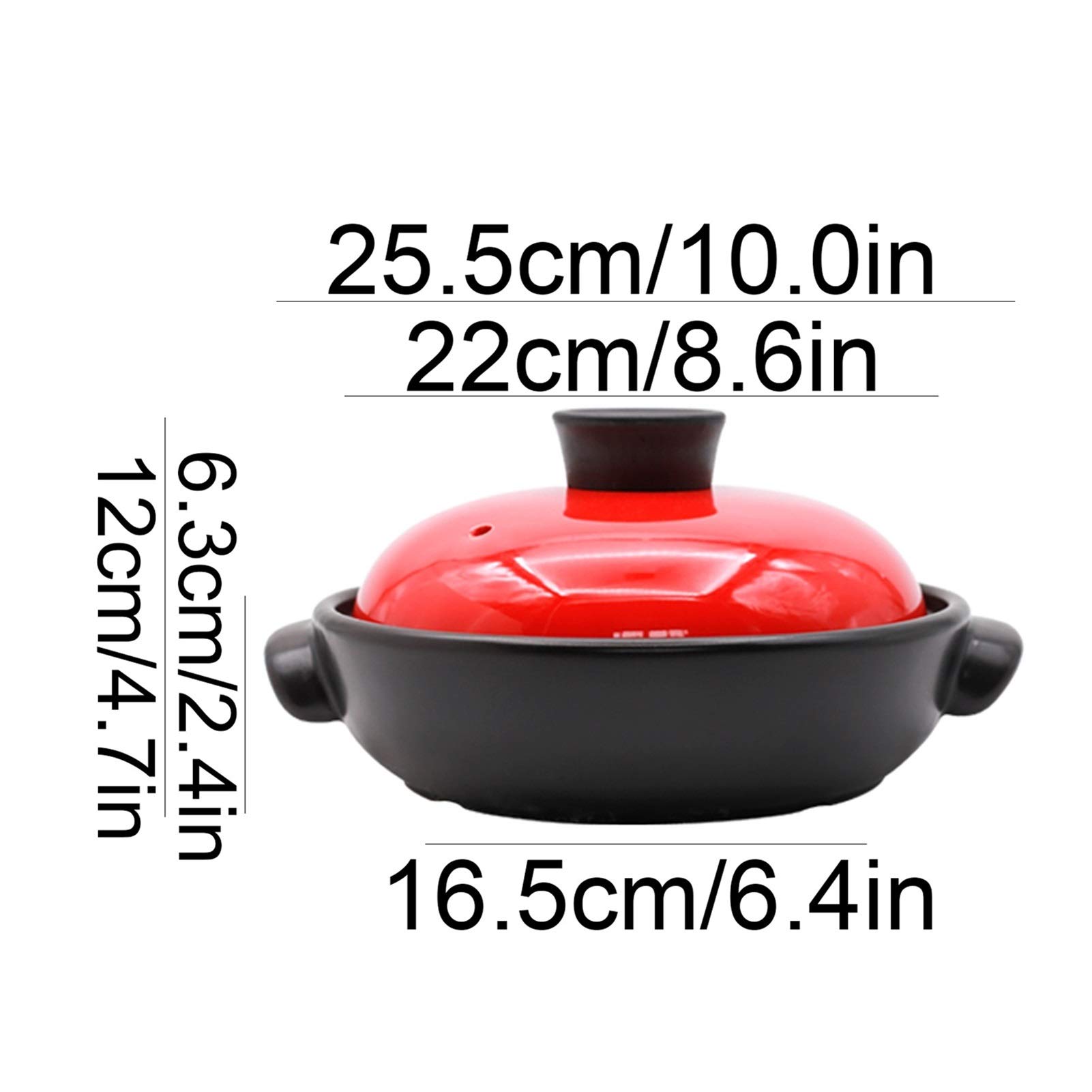 soup pot Classic Round Earthenware Pot with Dual Handle and Red Lid 1L Heat Resistant Soup Pot Added Australian Spodumene Material stock pots with lids