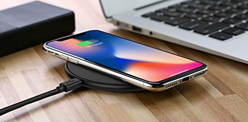 KEYMOX Qi-Certified Wireless Charger for iPhone13/ 12/12 Mini/12 Pro Max / SE, 11, 11 Pro, 11 Pro Max, XR, Xs Max, XS, X, 8, 8 Plus, 10W Fast-Charging Galaxy S20 S10 S9 S8, Note 10(No AC Adapter)