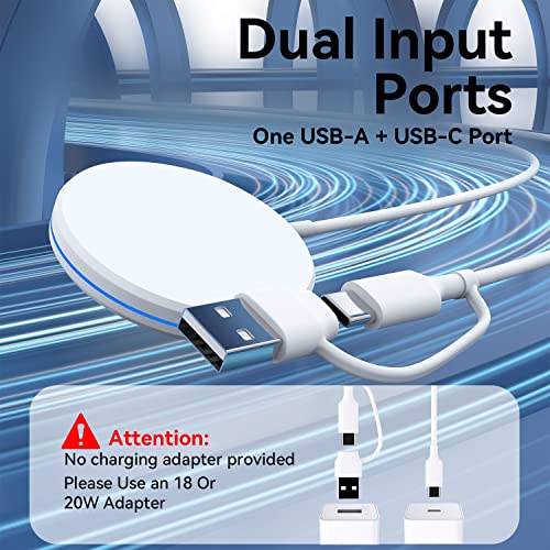 2 Pack Magnetic Wireless Charger 15W Fast Apple Mag-Safe Charger for iPhone 14/13/12 Series Magnet Wireless Charging Pad for AirPods 3/2/Pro Mag Safe Charger with 5ft Dual Charging Port Cable