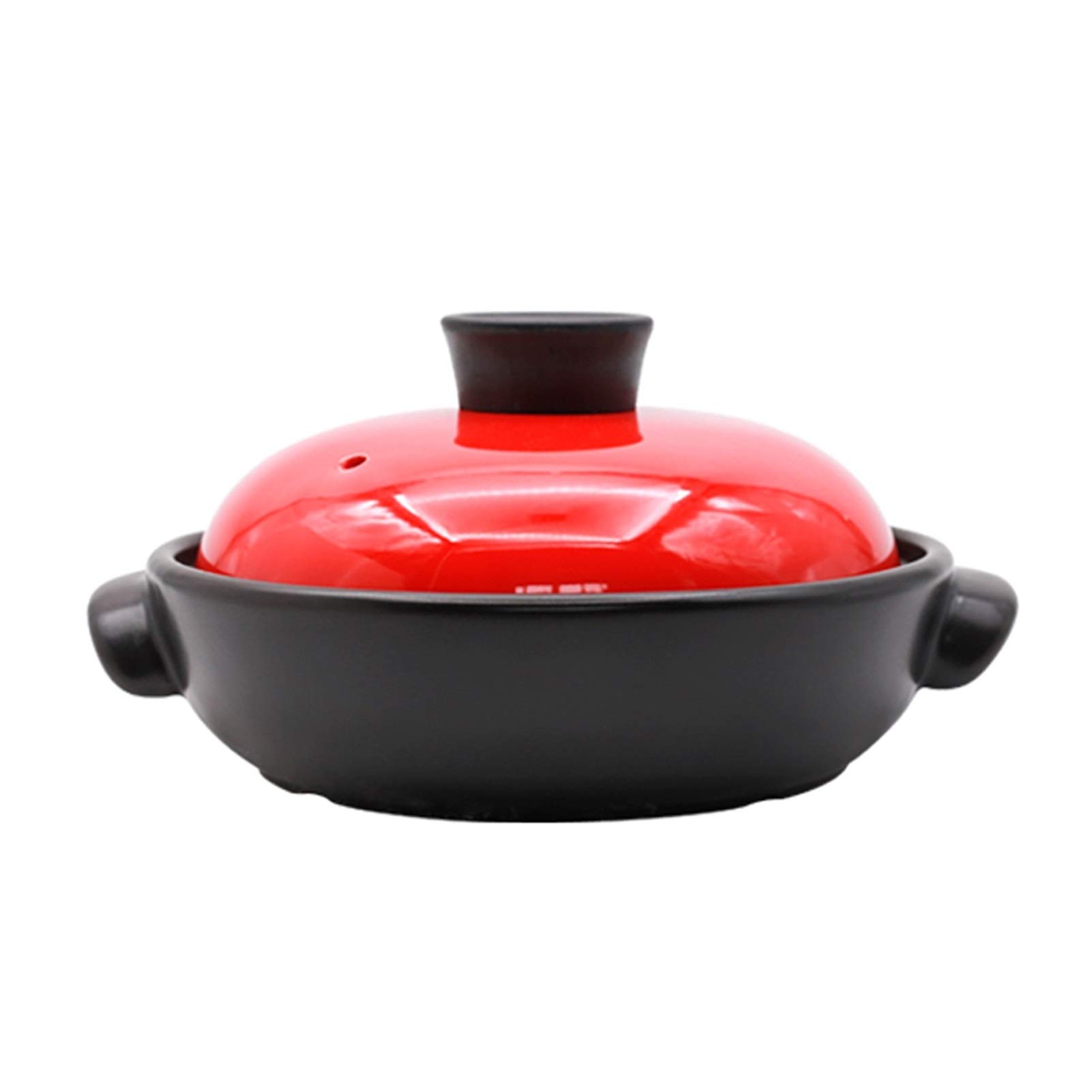 soup pot Classic Round Earthenware Pot with Dual Handle and Red Lid 1L Heat Resistant Soup Pot Added Australian Spodumene Material stock pots with lids