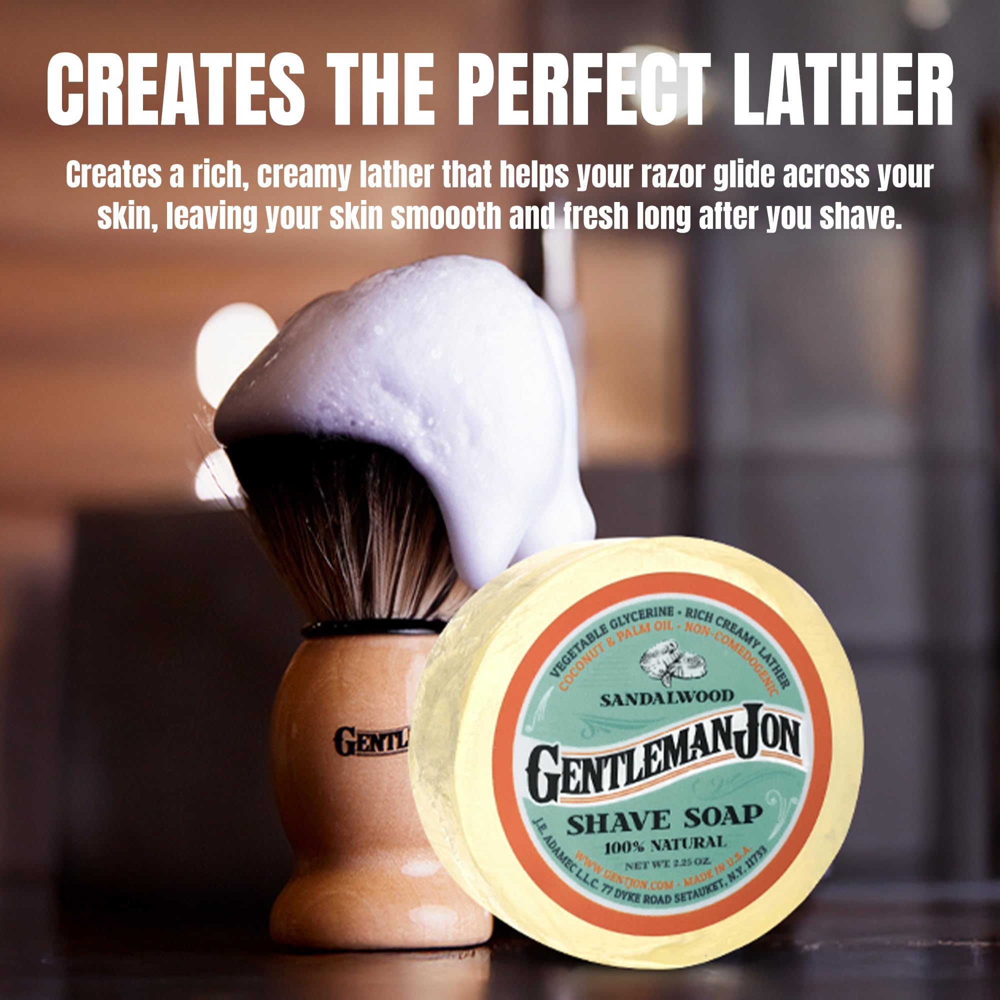 Gentleman Jon Sandalwood Shave Soap; Glycerine 2.25oz