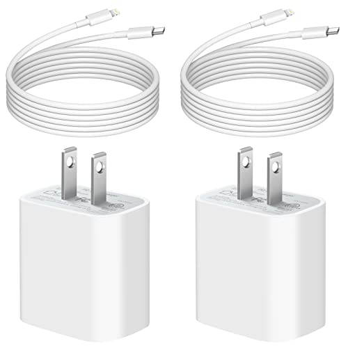 10FT iPhone 14 Fast Charger[Apple MFi Certified] 20W PD USB C Wall Charger 2-Pack Fasting Charging Adapter Compatible with iPhone 14/14 Pro Max/13 Pro/13/12 Mini/12 Pro Max/11 Pro Max/XS Max/XS