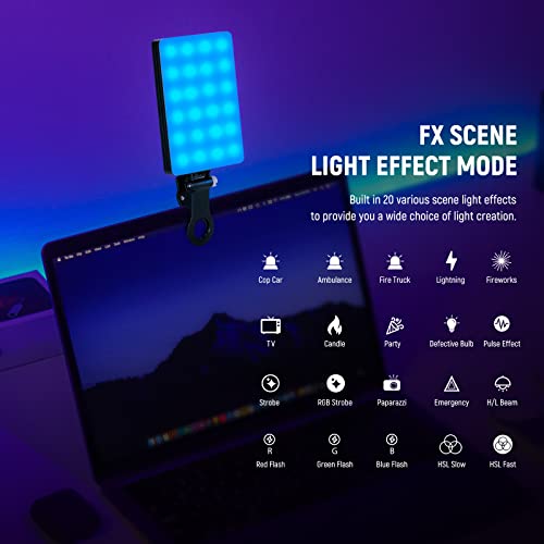 NEEWER RGB LED Light for Phone with Phone Holder & Light Clip, Dimmable CRI 97+ 3 Modes Phone Light, Built in 2000mAh Battery for Tablet/Laptop/Video Conference/TikTok/Selfie/Vlog/Live Stream, VL66C