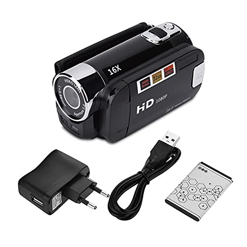 HD Digital Video Camera, 16X Digital Camera, 2.4 Inch Screen Video Camera for Kids, Beginners, Teenagers, 270 Degree Rotation, 118 x 51.5 x 58.5mm(Black)