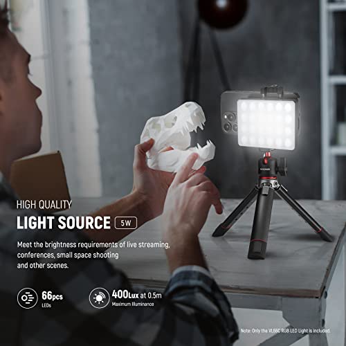 NEEWER RGB LED Light for Phone with Phone Holder & Light Clip, Dimmable CRI 97+ 3 Modes Phone Light, Built in 2000mAh Battery for Tablet/Laptop/Video Conference/TikTok/Selfie/Vlog/Live Stream, VL66C