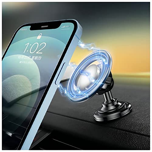 Turcee Compatible for MagSafe Car Mount,[2022 New Upgrade] Dashboard 360° Rotation Magnetic Car Mount,Cell Phone Holder for MagSafe iPhone 14 13 12 Pro Max MagSafe Case/All Smart Phones (Black)