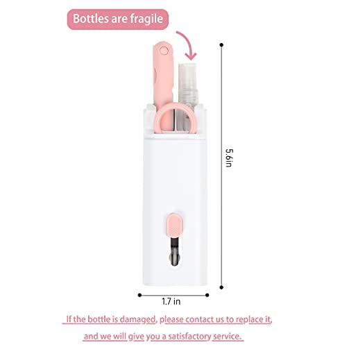Laptop Screen Keyboard Earbud Cleaner Kit for Airpods,7-in-1 Electronic Cleaner Set - with Cleaning Pen Brush Spray for Phone iPad Computer Screen/Keyboard/Headphones/Bluetooth Earphones (Pink)