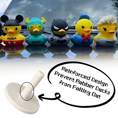 TEYOUYI 4pcs Duck Plug - Rubber Duck Mount,Flock Locker Rubber Duck Holder for Jeep Dash and Fixed Display,Gift for Jeep Lover,White(Excluding Rubber Duck) Black