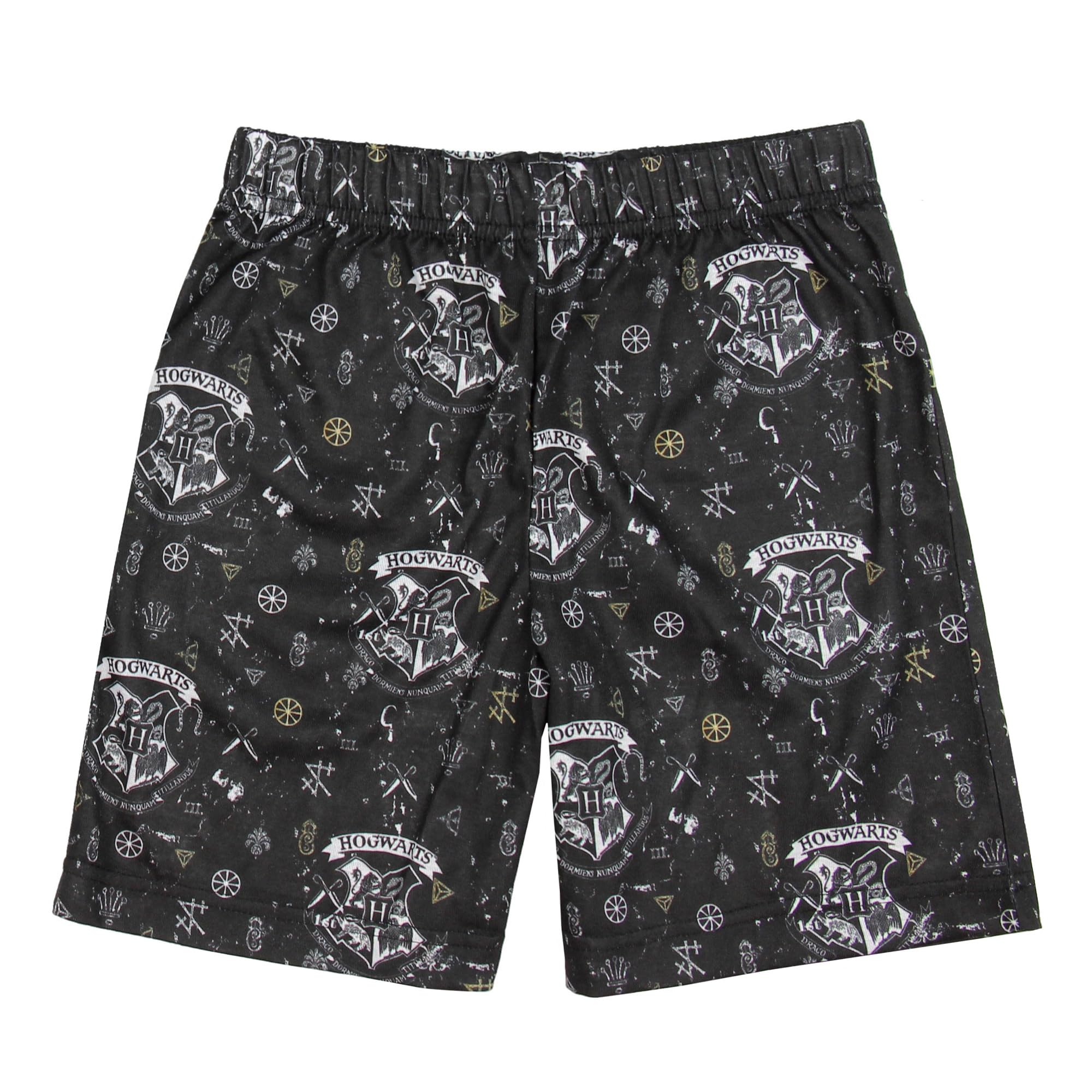 Harry Potter Boys Little Hogwarts Wizard Crest Pajama Short Set, Black 6/7