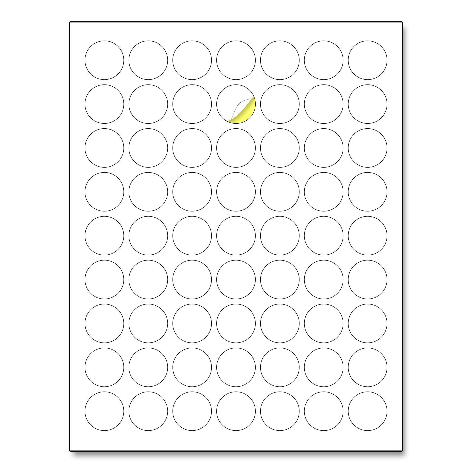 1" Round Matte White Sticker Label, Laser/Inkjet Printing - Letter Size, 30 Sheets