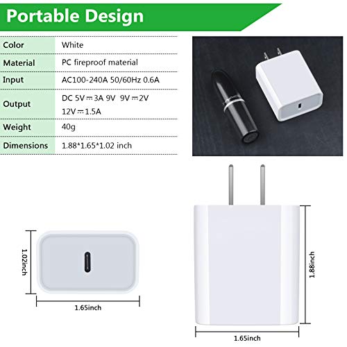USB C Wall Charger Fast Charging Adapter for iPhone 14/14 Pro Max/13/13 Mini/13 Pro Max/12/12 Pro/12 Pro Max/SE, 20W PD 3.0 Quick Charger Block Box Plug for iPhone 11 Pro Max/XR/XS/X,Samsung S23 S22