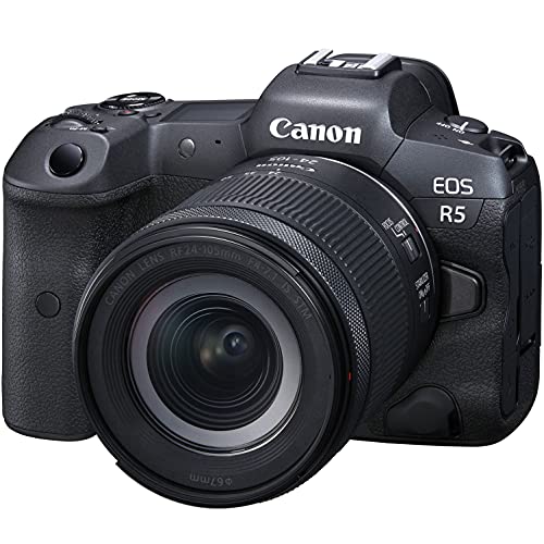 Canon EOS R5 Full Frame Mirrorless Camera + RF 24-105mm F4-7.1 is STM Zoom Lens Kit, Black (4147C002 Body + 4111C002 Lens)