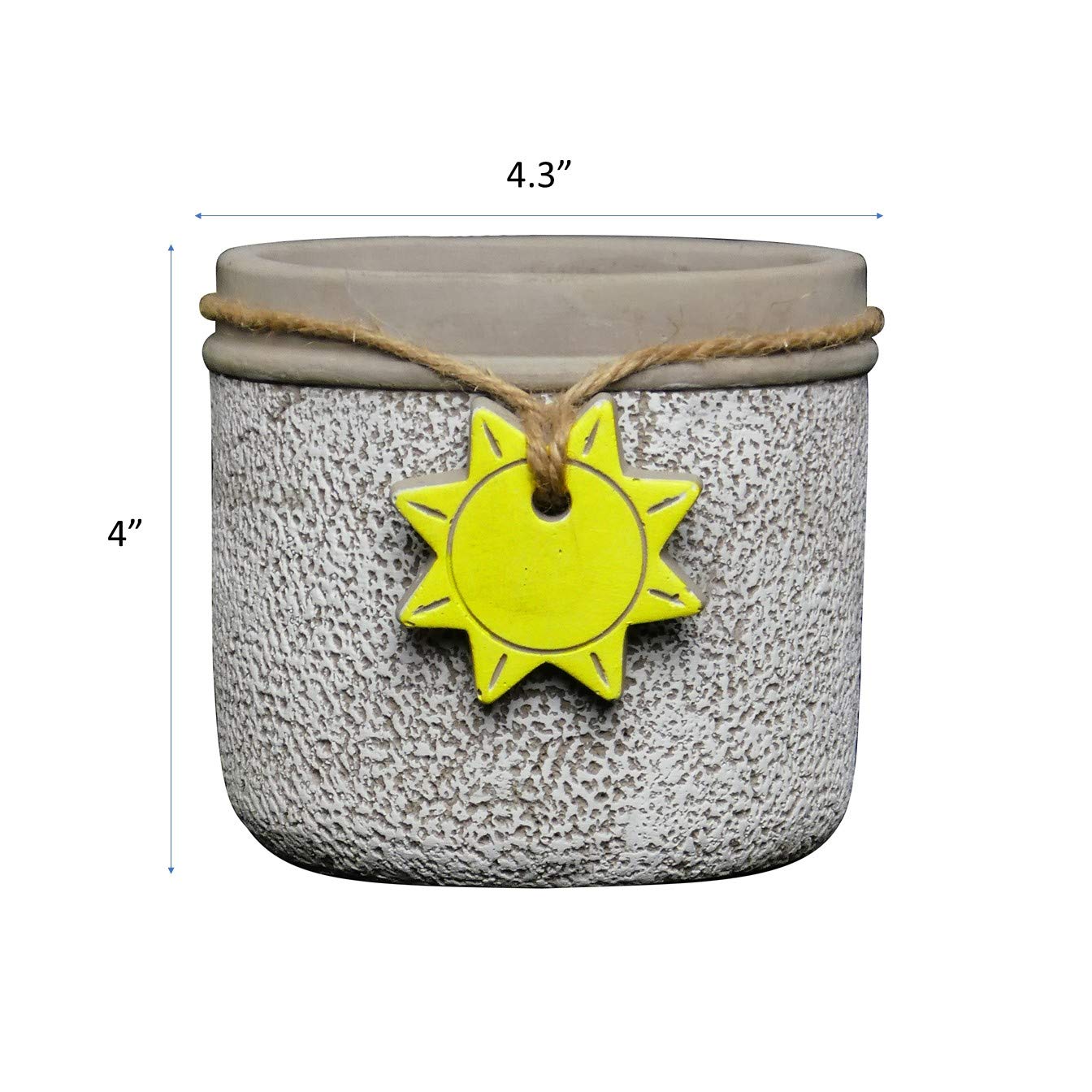 Classic Home and Garden 210054P-396 Sun Pot Planter, Small, Whitewash