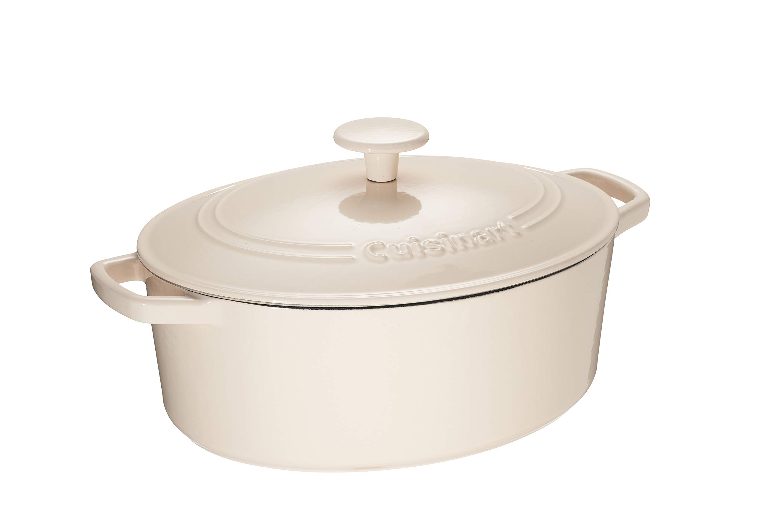Cuisinart Chef's Classic Enameled Cast Iron 5.5-Quart Oval Covered Casserole, Enameled Cream