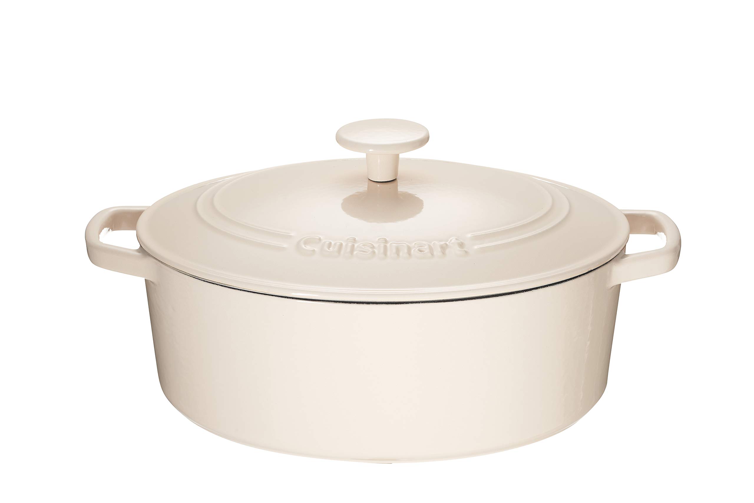 Cuisinart Chef's Classic Enameled Cast Iron 5.5-Quart Oval Covered Casserole, Enameled Cream