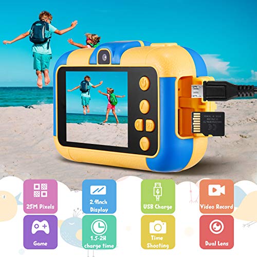 Camera for Kids 3-10 Years,Kids Digital Camera Christmas Birthday Gifts for Boys and Girls,2.4 Inch 1080p Dual Lens Children Video Camera Toys (32G)