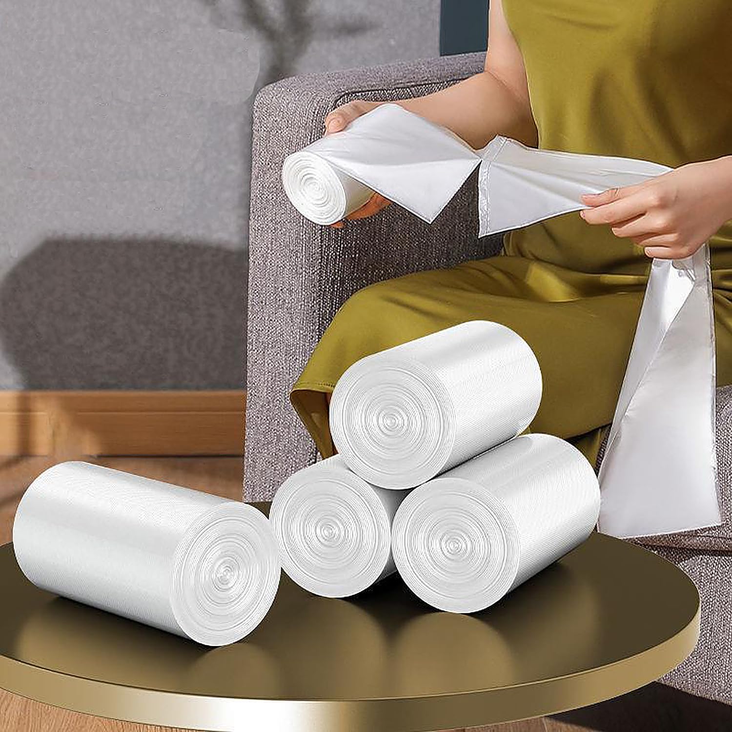 4 Gallon Small Trash Bags 220 Count, Clear Waste Basket Trash Bags for Bathroom, Kitchen, Bedroom, 5 Gallon Garbage Bags Unscented Can 15 Liters