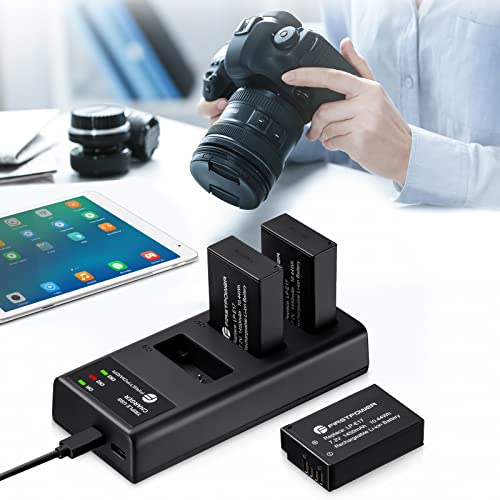 FirstPower LP-E17 Battery 3-Pack and Triple Slot Charger for Canon EOS RP, Rebel T8i, T7i, T6i, T6s, SL2, SL3, M3, M5, M6, 77D, 200D, 750D, 760D, 800D, 8000D, DSLR Cameras