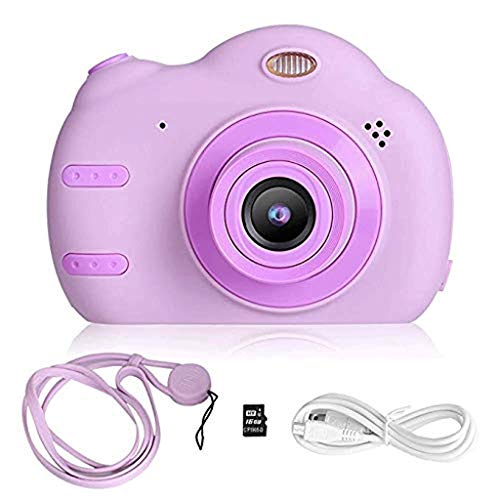LKYBOA Photo Camera Cartoon Child Camera -Kids Camera, Kids Digital Camera Screen Selfie Video Camera with Cartoon Silicone Case (Color : Purple)