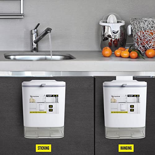 KCmaster Hanging Trash Can - Lightweight Mountable Garbage Can for Convenient Cleaning - Large Capacity Small Counter Trashcan with Extra Storage for Countertop Trash, Food Waste, and More