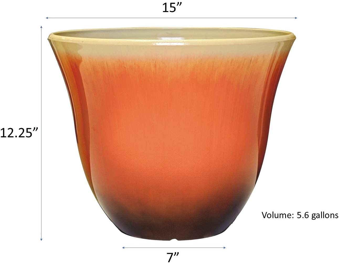 Classic Home and Garden Indoor/Outdoor Round Honeysuckle Resin Flower Pot Planter, Tequila Sunrise, 15" (Pack of 3)