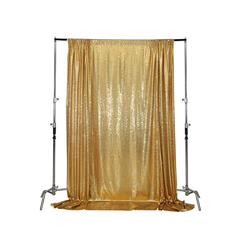 SquarePie Sequin Backdrop Curtain Not See Through Background for Wedding Party 6FT x 8FT Gold