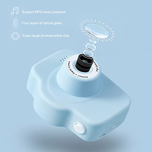 Shanrya Cartoon Child Camera, 200W Pixels Kids Camera One Key Video Recording Kids Gift for Kids(Sky Blue)