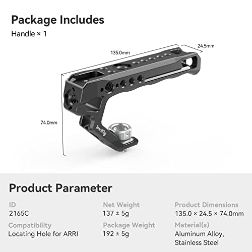 SmallRig Ergonomic Handle with Locating Holes for ARRI, Anti-Off Designed Cold Shoe Adapter - 2165