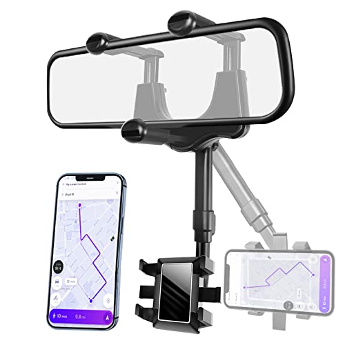 TMYIOYC Rotatable and Retractable Car Phone Holder, Multifunctional Rearview Mirror Phone Holder for Car [New Version][Universal] Rear View Mirror Phone Mount for Car Compatible with All Mobile Phones