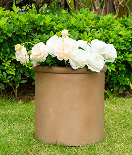 Kante Large Concrete Round Classic Planter for Outdoor, Desert Sand 13.8" x 13.8" x 13.8"