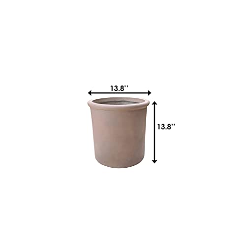 Kante Large Concrete Round Classic Planter for Outdoor, Desert Sand 13.8" x 13.8" x 13.8"