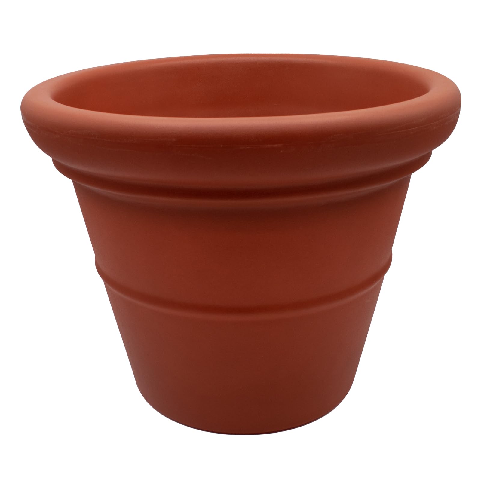 The HC Companies 17 Inch Terrazzo Large Round Planter - Rolled Rim Weather Resistant Decorative Plastic Plant Pot with Drainage for Indoor Outdoor Use, Clay