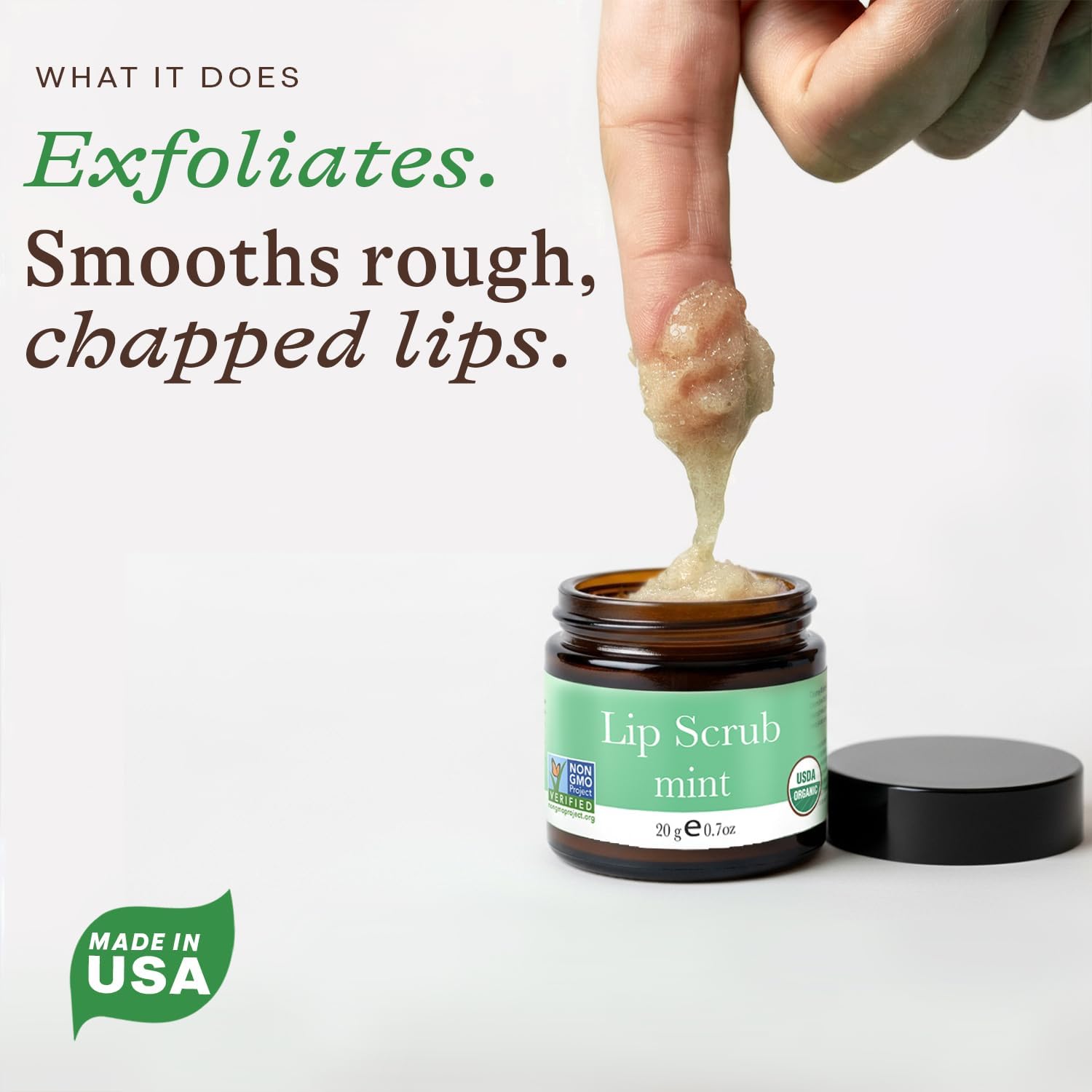 Organic Lip Scrub Mint - Lip Scrubs Exfoliator & Moisturizer, Lip Exfoliator Scrub, Sugar Lip Scrubs, Lip Sugar Scrub, Lip Care Products for Chapped Lips, Lip Scrubber, Lip Moisturizer for Dry Lips