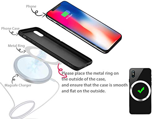 WYNK Magnetic Wireless Charger Universal Metal Rings 6 PCS Compatible for Apple Magsafe Charger, Compatible with iPhone 14/13/12 Series(Mini/Plus/Pro/Pro Max) and Samsung Galaxy(Black+White+Sliver)