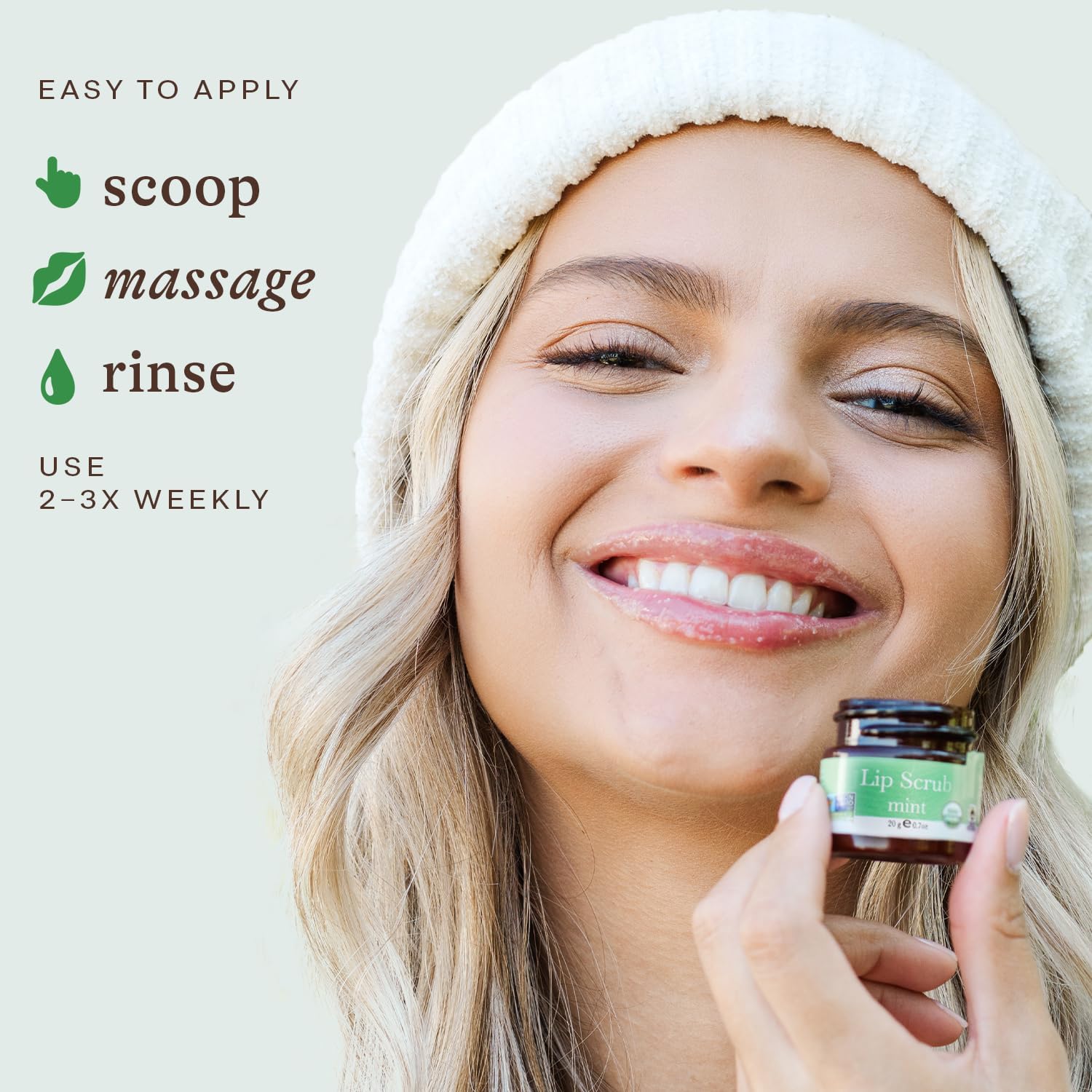 Organic Lip Scrub Mint - Lip Scrubs Exfoliator & Moisturizer, Lip Exfoliator Scrub, Sugar Lip Scrubs, Lip Sugar Scrub, Lip Care Products for Chapped Lips, Lip Scrubber, Lip Moisturizer for Dry Lips
